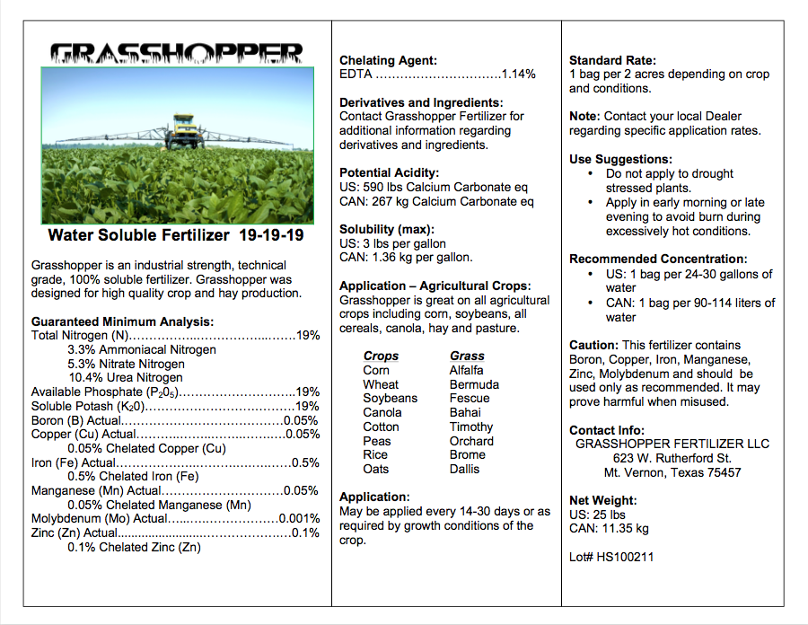 Super 19-19-19 Liquid | Advanced Liquid Nutrition | Grasshopper Fertilizer